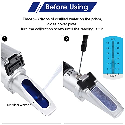 Brix Refractometer with ATC, Handheld Brix Meter Hydrometer 0-32% Portable Brix Reader Tester for Measuring Sugar Content in Fruit, Saccharimeter Refractometer for Replacement Brix Hydrometer Set