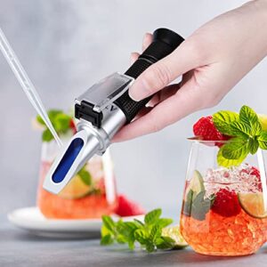 Brix Refractometer with ATC, Handheld Brix Meter Hydrometer 0-32% Portable Brix Reader Tester for Measuring Sugar Content in Fruit, Saccharimeter Refractometer for Replacement Brix Hydrometer Set