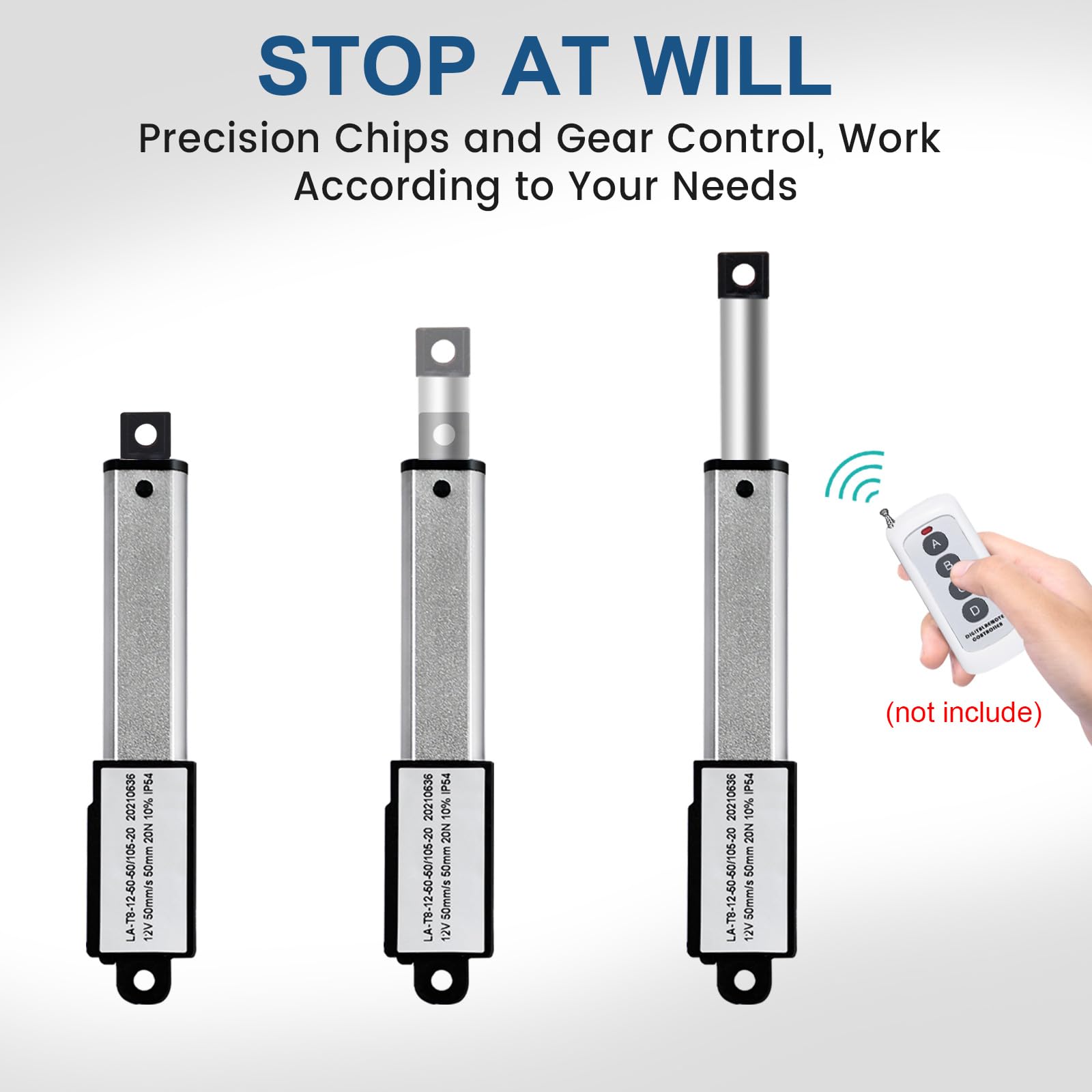 DC HOUSE Mini Electric Linear Actuator Stroke 4"–Force 4.5 lbs–12V | High-Speed 1.97"/sec–Weight 0.25KG Ideal for Intelligent Range Hood, Fan Blades, Cabinets, Robotics, Home Automation