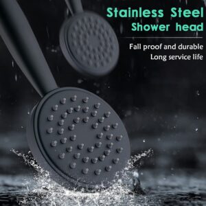 100% Metal Hand Held Shower Head with 70'' Hose and Holder | Made with Stainless Steel and Brass | High Pressure Handheld Showerhead, Adjustable Bracket，Extra Long Flexible Hose (Matte Black)