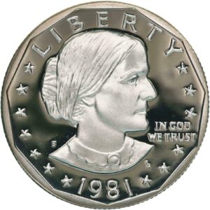 1981 s susan b. anthony type 2 dollar us mint proof