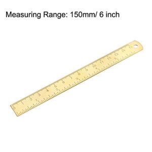 uxcell Straight Ruler 150mm 6 Inch Brass Measuring Tool with Hanging Hole 2pcs