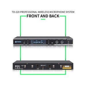 D Debra Audio New Model TD-220 Professional UHF True Diversity 2 Channel Wireless Microphones System with 2 Cordless Handheld Mic