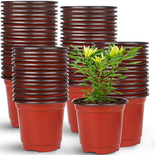 Augshy 150 Pcs 4" Plastic Plants Nursery Pot, Seed Starting Pots for Succulent Seedling Cutting Transplanting