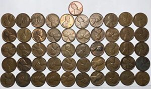 1957 d lincoln wheat cent penny roll 50 coins penny seller very fine