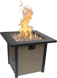 bond manufacturing 51846 28in woodleaf fire pit, black/tan