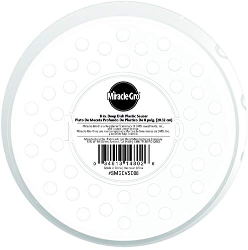 Miracle-Gro SMGCVSD08 8" Deep Plastic Saucer, Clear