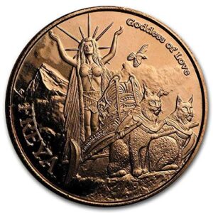 Norse Gods Series Freya - Valkyrie 1 oz .999 Copper BU Round USA Bullion Coin, Framed with Display Stand