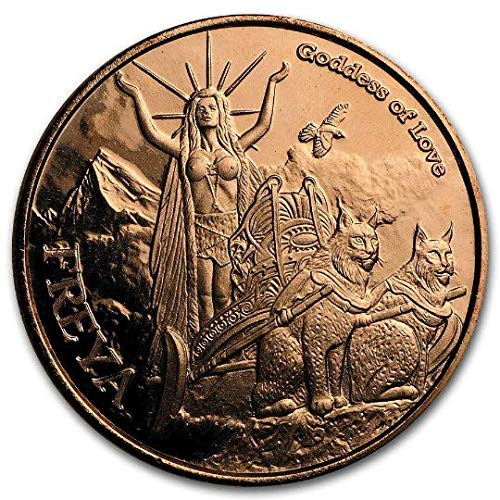 Norse Gods Series Freya - Valkyrie 1 oz .999 Copper BU Round USA Bullion Coin, Framed with Display Stand