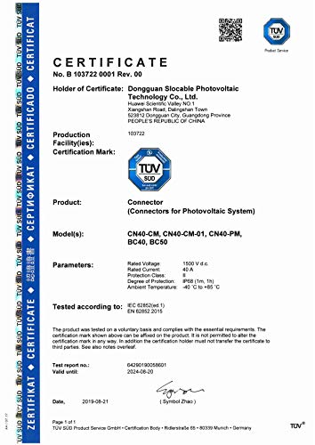 Witproton PV Solar Connector Branch Y T IP68 Waterproof 1000V 1500V Solid Copper Terminal 2 Male 1 Female and 2 Female 1 Male (2to1 Branch Connector)