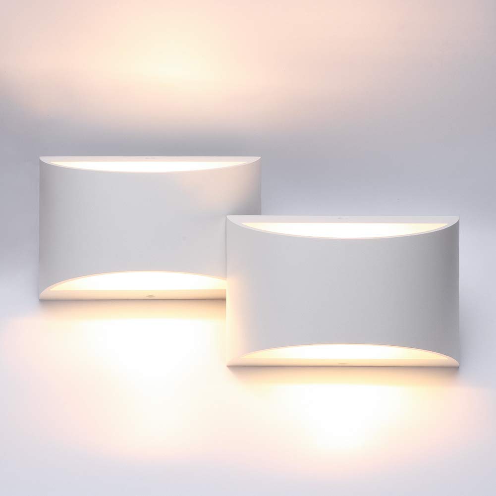 Aipsun Aluminum Modern Indoor LED Wall Sconce Hardwired Interior Wall Lights Set of 2 Up and Down Wall Mount Light for Living Room Bedroom Hallway Corridor Warm White 3000K(with G9 Bulbs)