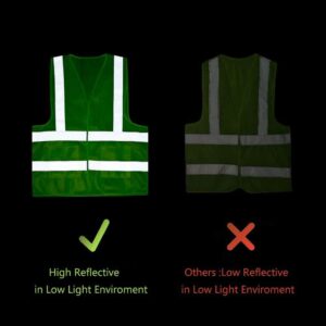 JSungo High Visibility Safety Vest 10 Pack, Yellow Reflective Vest with 2 Inch Hi vis Silver Strip, Construction Vest for Men & Women, Universal Size