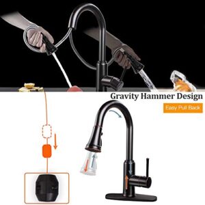 Atalawa Touchless Kitchen Sink Faucets with Pull Down Sprayer,Kitchen Faucet with Pull Out Sprayer Single-Hole and 3 Hole Deck-Mount,3 Mode Single Handle Oil Rubbed Bronze Easy to Install,Spot Resist