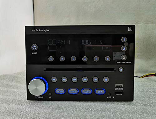 iRV Technology iRV32 AM/FM/CD/DVD/MP3/MP4/HDMI in&Out w/ARC/Digital 2.1/Surround Sound/Bluetooth/CEC/NFC,3 Zones Wall Mount RV Radio Stereo w/APP Control, USB Using 5V Charging Both Android&Apple