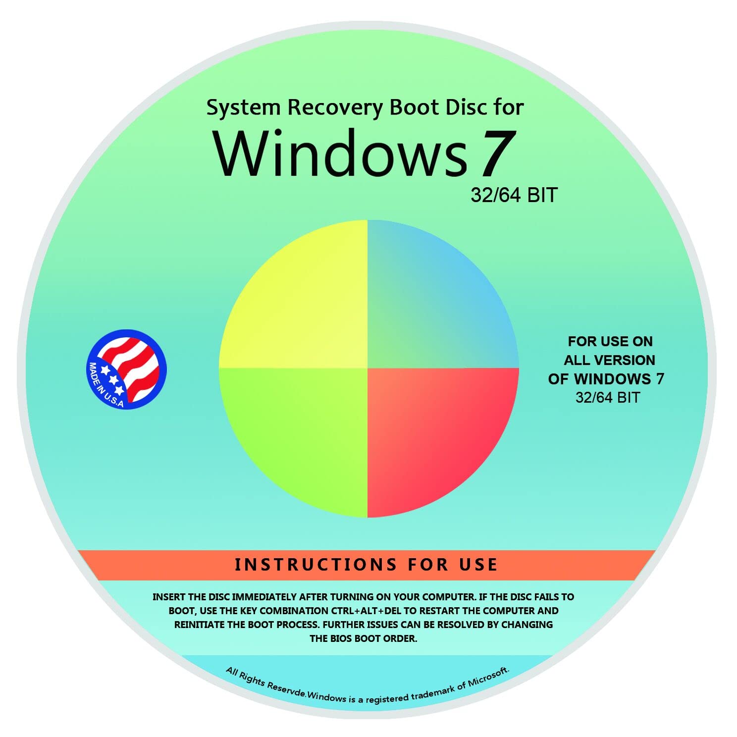 Ralix Reinstall DVD For Windows 7 All Versions 32/64 bit. Recover, Restore, Repair Boot Disc, and Install to Factory Default will Fix PC Easy!