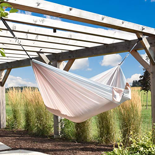 Vivere PAR254 Parachute Nylon Double Hammock, Sand/Sky