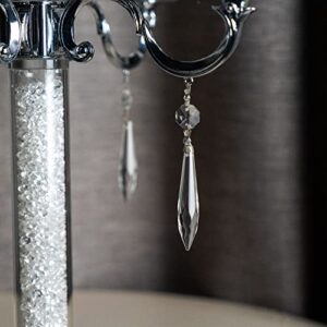 20Pcs Chandelier Icicle Crystal Prisms with Bead Crystals Lighting Lamp Replacement Parts (63mm, Clear)