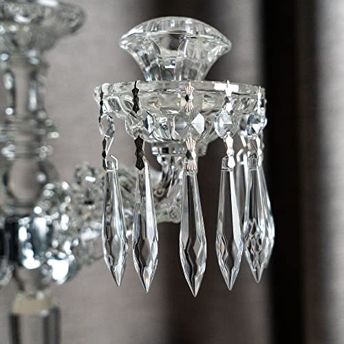 20Pcs Chandelier Icicle Crystal Prisms with Bead Crystals Lighting Lamp Replacement Parts (63mm, Clear)