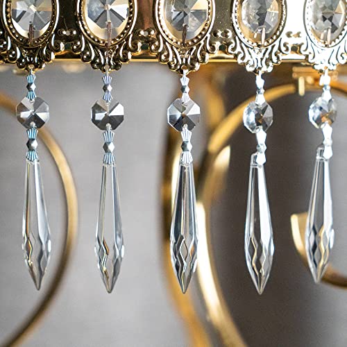 20Pcs Chandelier Icicle Crystal Prisms with Bead Crystals Lighting Lamp Replacement Parts (63mm, Clear)