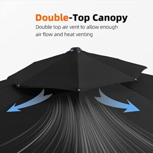 PURPLE LEAF 13 Feet Double Top Round Deluxe Patio Umbrella Offset Hanging Umbrella Outdoor Market Umbrella Garden Umbrella, Black