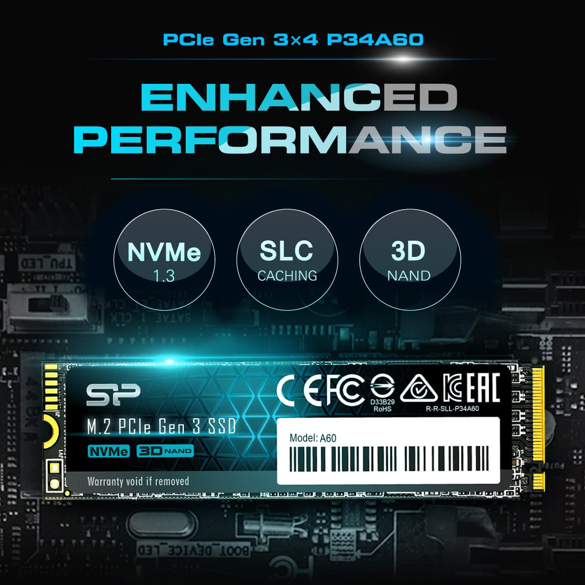 Silicon Power 2TB NVMe M.2 PCIe Gen3x4 2280 SSD Solid State Drive (SP002TBP34A60M28)