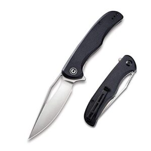 civivi shredder folding pocket knife - flipper knife with clip 3.70” d2 blade g10 handle, hunting knife for men c912c