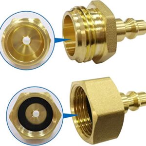 Lead-Free Brass Winterize Sprinkler Systems Blowout Plug Quick Connect Air Compressor 1/4" Adapter | Fits Garden Hose 3/4" Threading Water Blowout Adapter Fitting to RV and Campe (2)