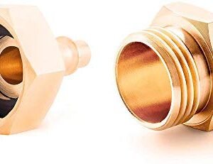 Lead-Free Brass Winterize Sprinkler Systems Blowout Plug Quick Connect Air Compressor 1/4" Adapter | Fits Garden Hose 3/4" Threading Water Blowout Adapter Fitting to RV and Campe (2)