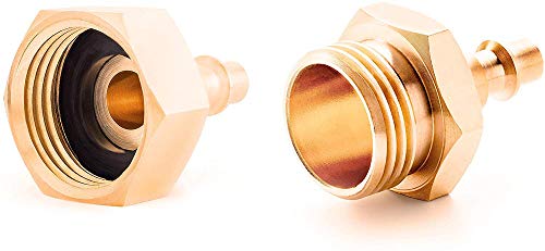 Lead-Free Brass Winterize Sprinkler Systems Blowout Plug Quick Connect Air Compressor 1/4" Adapter | Fits Garden Hose 3/4" Threading Water Blowout Adapter Fitting to RV and Campe (2)