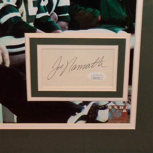 Joe Namath Autographed New York Jets (Fur Coat on Bench) Deluxe Framed 11x14 Photo with Floating Matted Signature - JSA