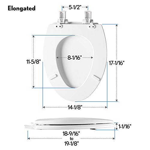 Mayfair 1847SLOW 000 Kendall Slow-Close, Removable Enameled Wood Toilet Seat That Will Never Loosen, 1 Pack ELONGATED - Premium Hinge, White