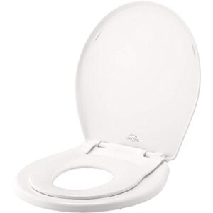 little2big 81slow 000 toilet seat with built-in potty training seat, slow-close, and will never loosen, round, white