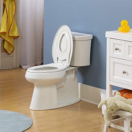 Little2Big 81SLOW 000 Toilet Seat with Built-In Potty Training Seat, Slow-Close, and will Never Loosen, ROUND, White