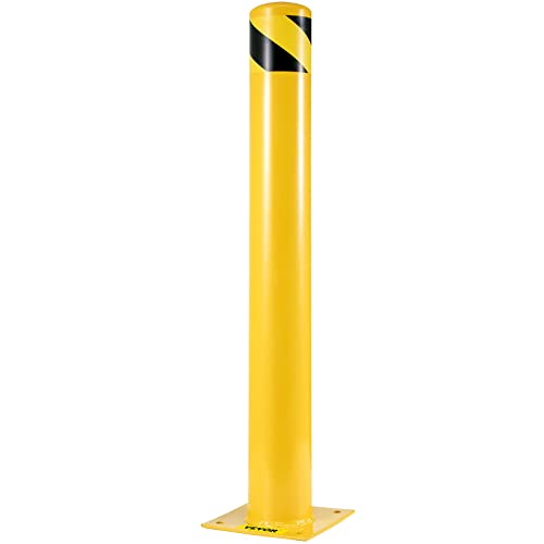 BestEquip Safety Bollard 42-4.5 Safety Barrier Bollard 4-1/2" OD 42" Height Yellow Powder Coat Pipe Steel Safety Barrier with 4 Free Anchor Bolts for Traffic-Sensitive Area