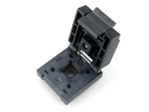 qfn64 clamshell programming adapter socket/burning socket/ic test socket qfn-64b-0.5-01, 64-pin, 0.5mm pitch, ic test burn-in socket, applied to qfn64, mlp64, mlf64 packages.