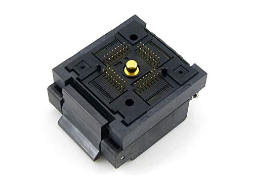 QFN64 Clamshell Programming Adapter Socket/Burning Socket/IC Test Socket QFN-64BT-0.5-01, 64-Pin, 0.5mm Pitch, IC Test Burn-in Socket, Applied to QFN64, MLP64, MLF64 Packages.