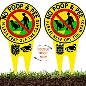 BesLife - Double Sided Sign - No Pooping Dog Signs For Yard - Please Keep Off The Grass Sign - Dont Poop in My Yard Sign with Stake - No Pooping Dog Sign - Dog Signs for Yard