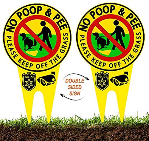 BesLife - Double Sided Sign - No Pooping Dog Signs For Yard - Please Keep Off The Grass Sign - Dont Poop in My Yard Sign with Stake - No Pooping Dog Sign - Dog Signs for Yard