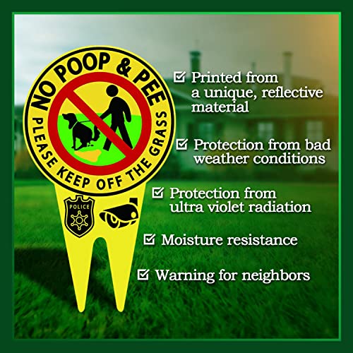 BesLife - Double Sided Sign - No Pooping Dog Signs For Yard - Please Keep Off The Grass Sign - Dont Poop in My Yard Sign with Stake - No Pooping Dog Sign - Dog Signs for Yard