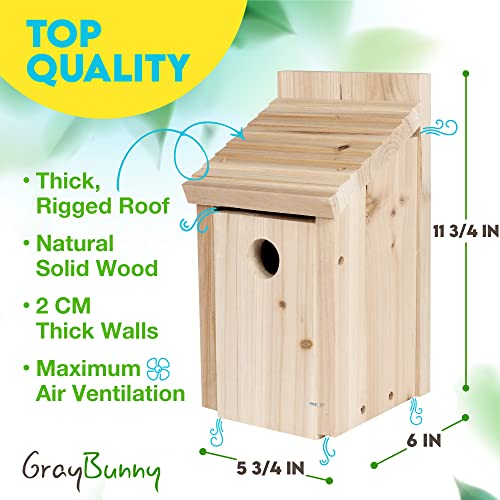 Wooden Bird House for Outside - Bluebird Birdhouse for Outdoors for Finch Cardinals, Hanging Bird Houses for Outdoors Clearance with Fledging Grooves, Secure Latch, Air Vents - Weatherproof Birdhouses