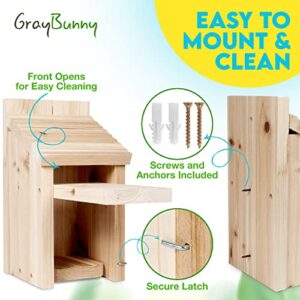 Wooden Bird House for Outside - Bluebird Birdhouse for Outdoors for Finch Cardinals, Hanging Bird Houses for Outdoors Clearance with Fledging Grooves, Secure Latch, Air Vents - Weatherproof Birdhouses