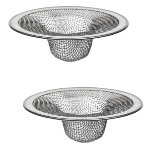 bathroom sink strainer 2 pack 2.75 & 2 "inch at the top i drain strainer hair catcher for kitchen i shower bathtub mesh stainless steel stopper i sink traps bathroom & laundry sink drain basket filter