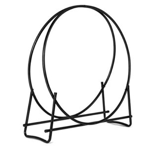 Casart Firewood Log Rack Hoop Tubular Steel Wood Storage Holder for Indoor & Outdoor (40 Inch)