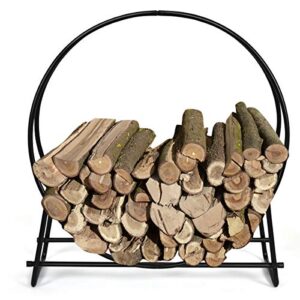 Casart Firewood Log Rack Hoop Tubular Steel Wood Storage Holder for Indoor & Outdoor (40 Inch)