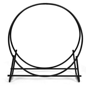 Casart Firewood Log Rack Hoop Tubular Steel Wood Storage Holder for Indoor & Outdoor (40 Inch)