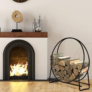 Casart Firewood Log Rack Hoop Tubular Steel Wood Storage Holder for Indoor & Outdoor (40 Inch)