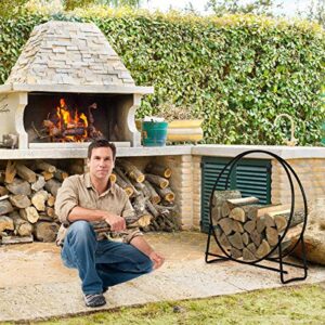 Casart Firewood Log Rack Hoop Tubular Steel Wood Storage Holder for Indoor & Outdoor (40 Inch)