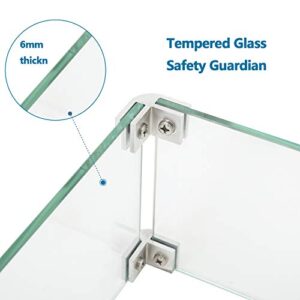 COSIEST Glass Wind Guard, Square, Tempered Glass for Outdoor Fire Pit , 14x14x5.5 inches