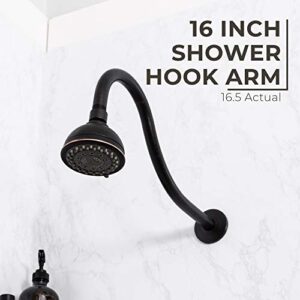 Shower Head Extension Arm by JS Jackson Supplies, 16 inch Assembled Length, High Arc Long Extender Pipe, Great for Rain Fall Showerhead, Oil Rubbed Bronze Finish