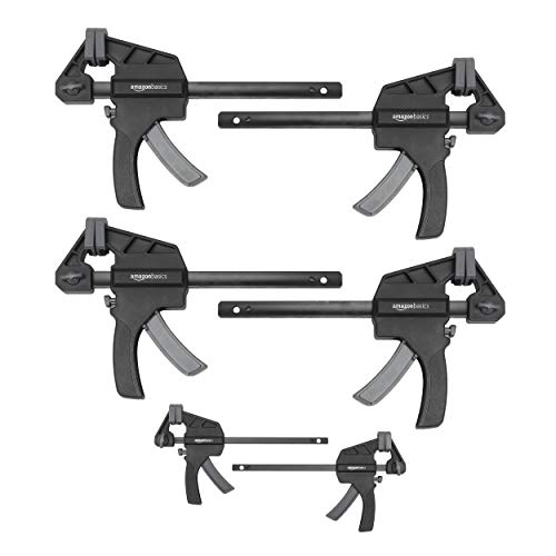 Amazon Basics 6-Piece Trigger Clamp Set, 2 Pack of 4-Inch, 4 Pack of 6-Inch, Black/ Grey